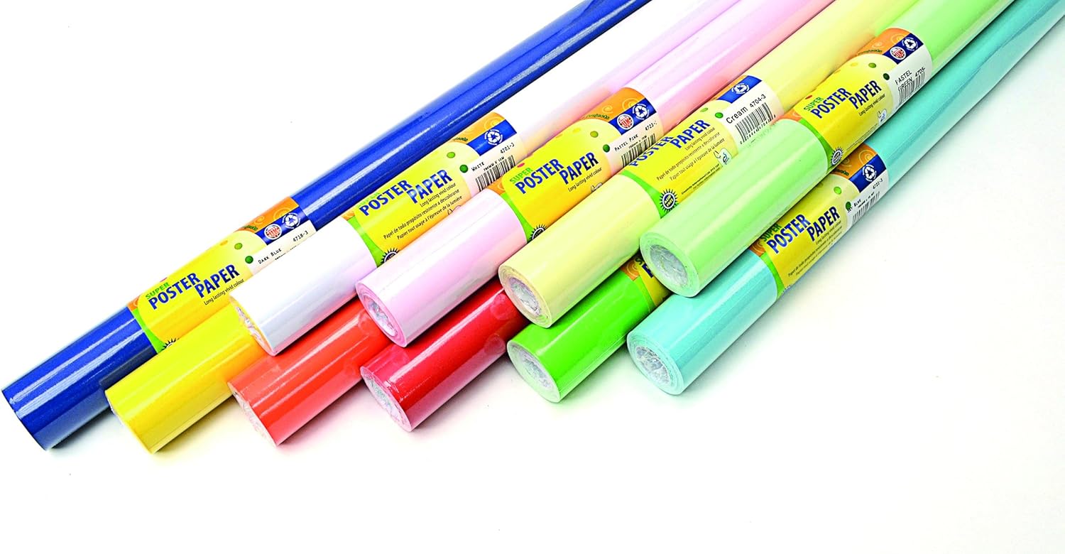 Scola Wipe Off Poster Paper Rolls, 10 Rolls, Assorted Colours, 760 mm x ...