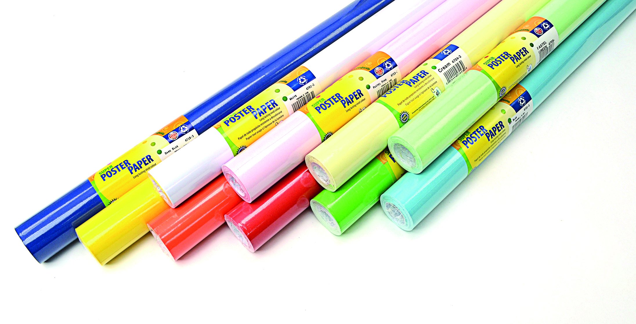 Scola Wipe Off Poster Paper Rolls, 10 Rolls, Assorted Colours, 760 mm x ...