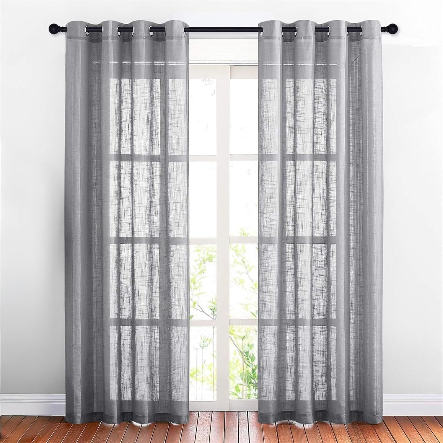 Amazon.com: BESTORI Sheer Curtains Light Filtering Grommet Top Semi ...