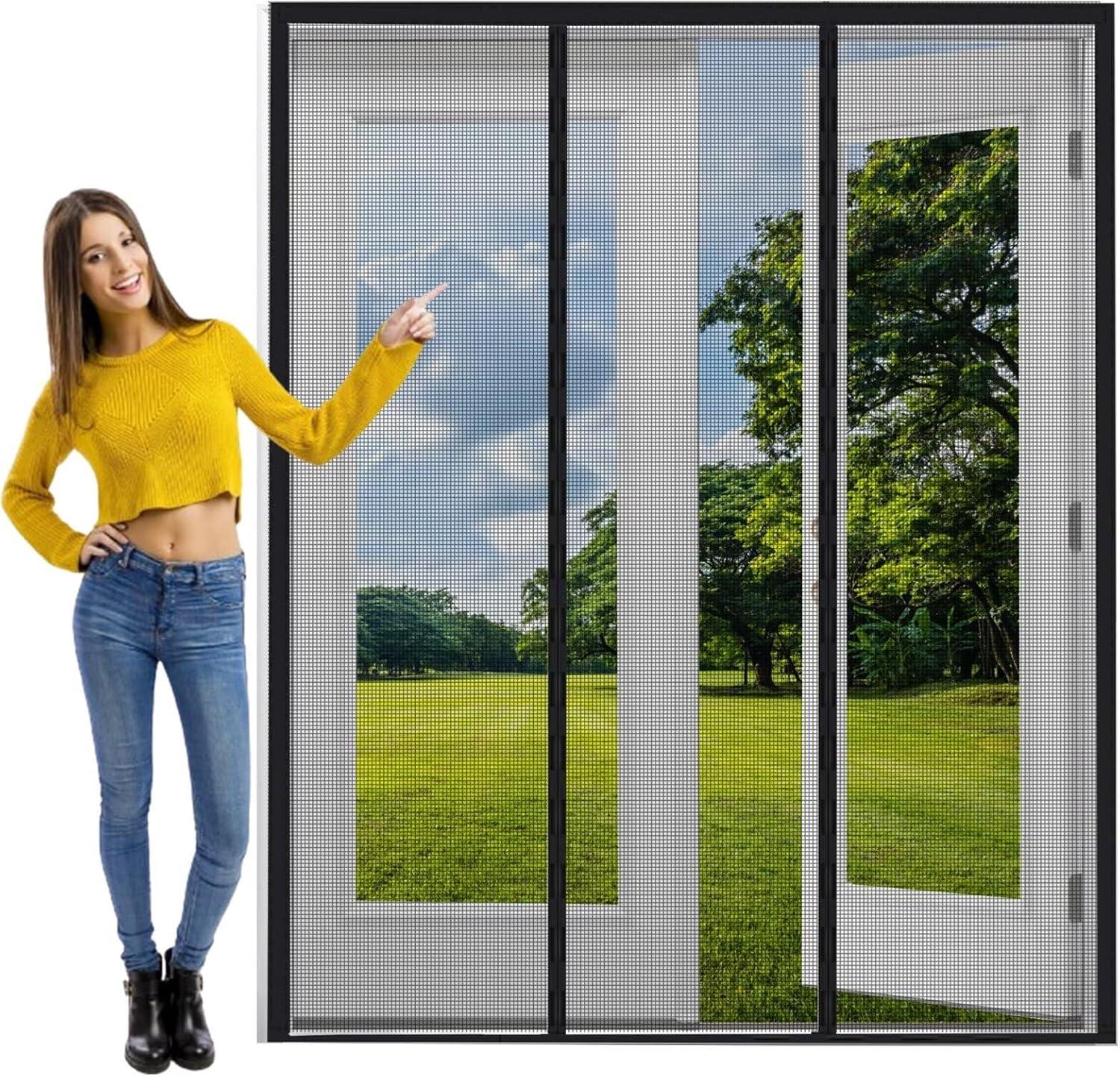 Fly Screen Door for Balcony Doors 300 x 215 cm Black Screen Doors Self ...