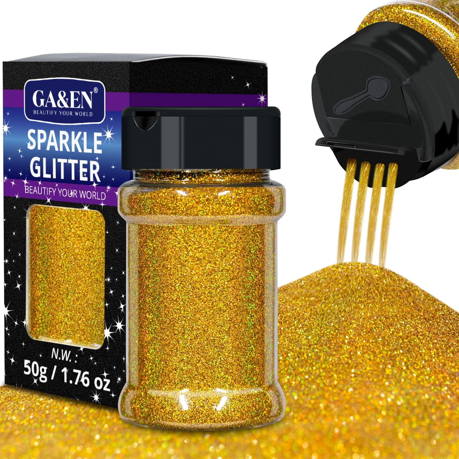 Amazon.com: Holographic Ultra Fine Glitter 50g Gold Fine Glitter 50g/1 ...