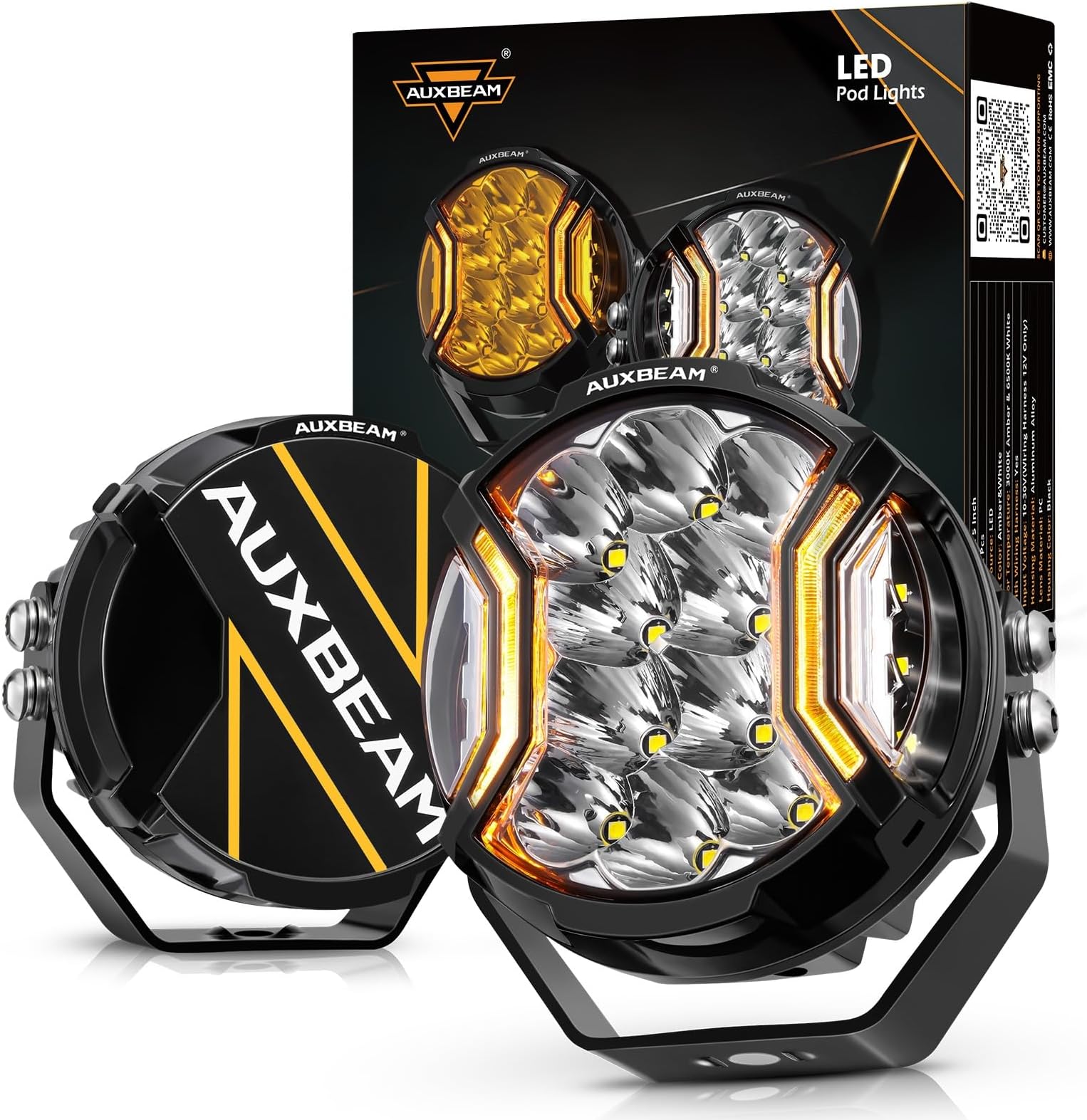 Auxbeam 5In V-Ultra Series 172W LED Light Pods, Offroad Round Driving ...