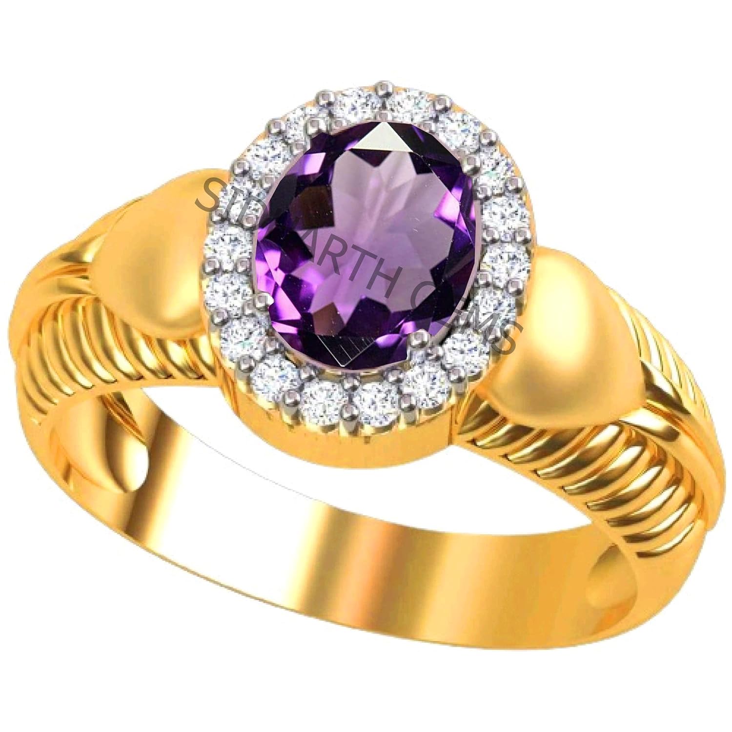 Buy SIDHGEMS 7.25 Ratti / 6.50 Carrat Amethyst Ring Katela Ring ...