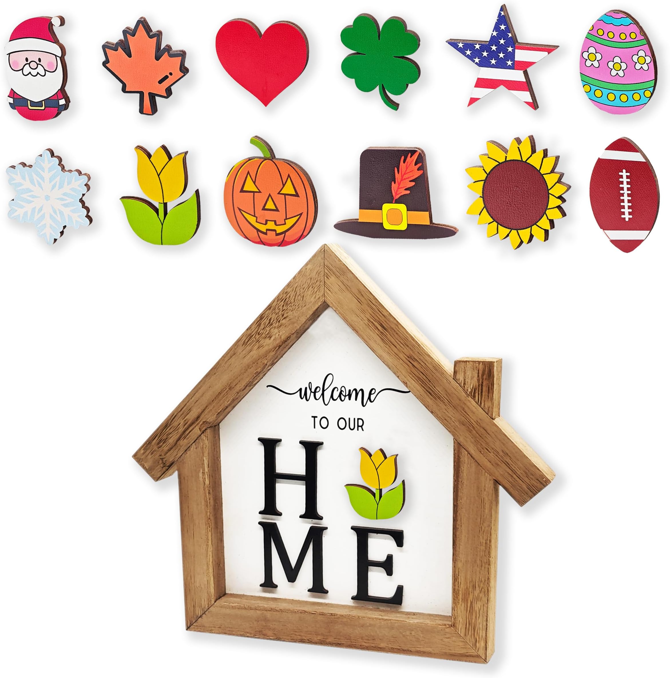 Amazon.com: Interchangeable Home Table Signs with 12Pcs Seasonal Icons ...