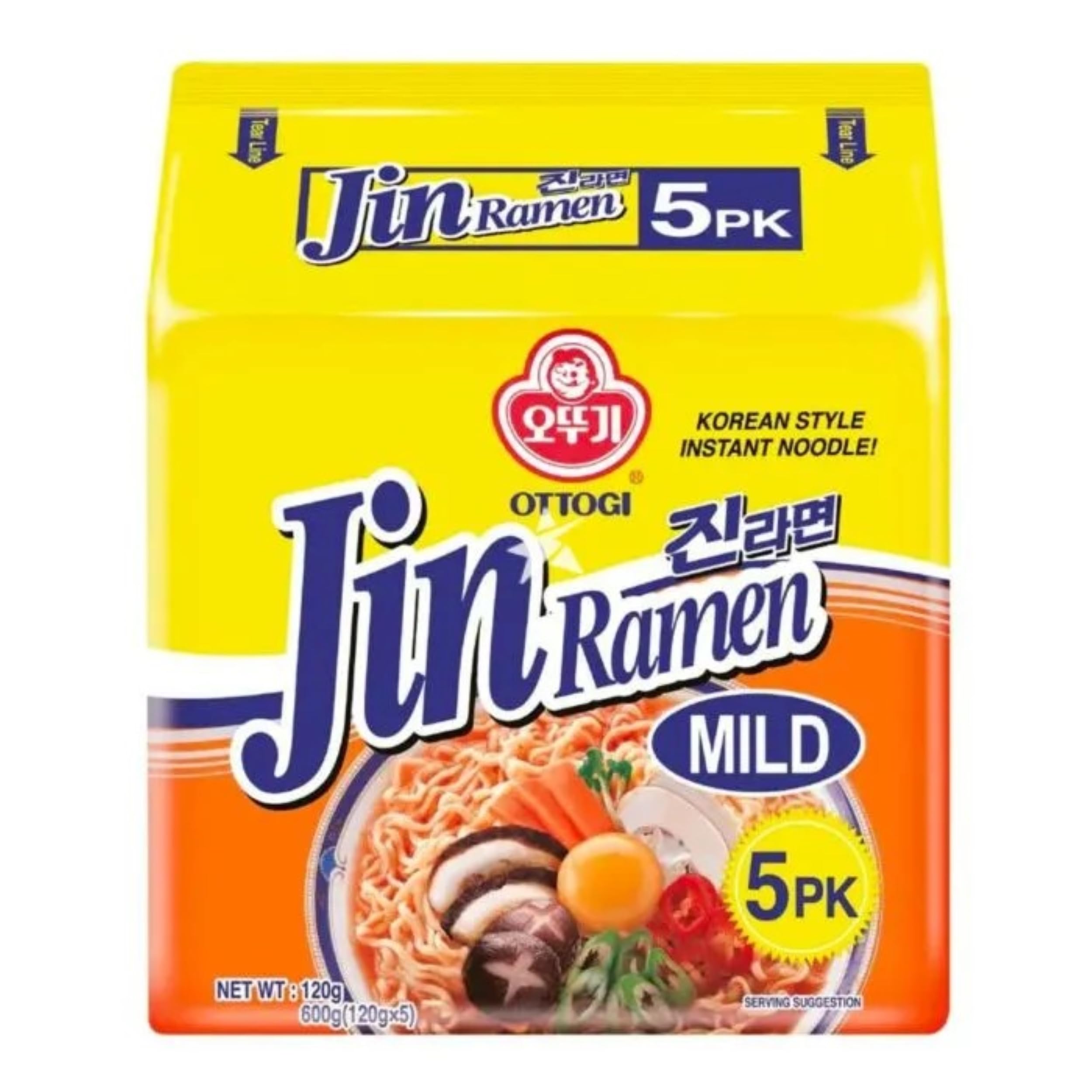 Ottogi Jin Ramyon (Mild) 120g (Pack of 5) : Amazon.co.uk: Grocery