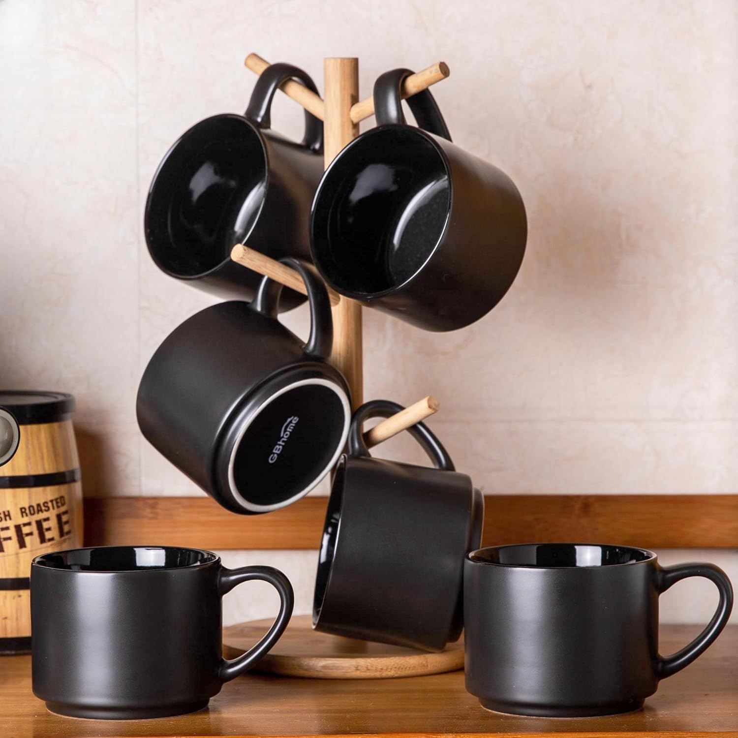 Amazon.com: GBHOME 14 OZ Coffee Mugs Set of 6, Stackable Ceramic Mugs ...