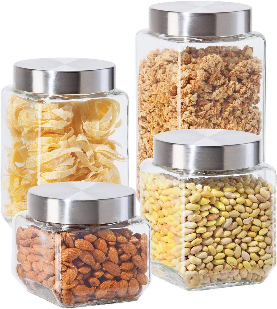 Amazon.com: Farberware Set of 4 Variety Size Glass Canister Food ...