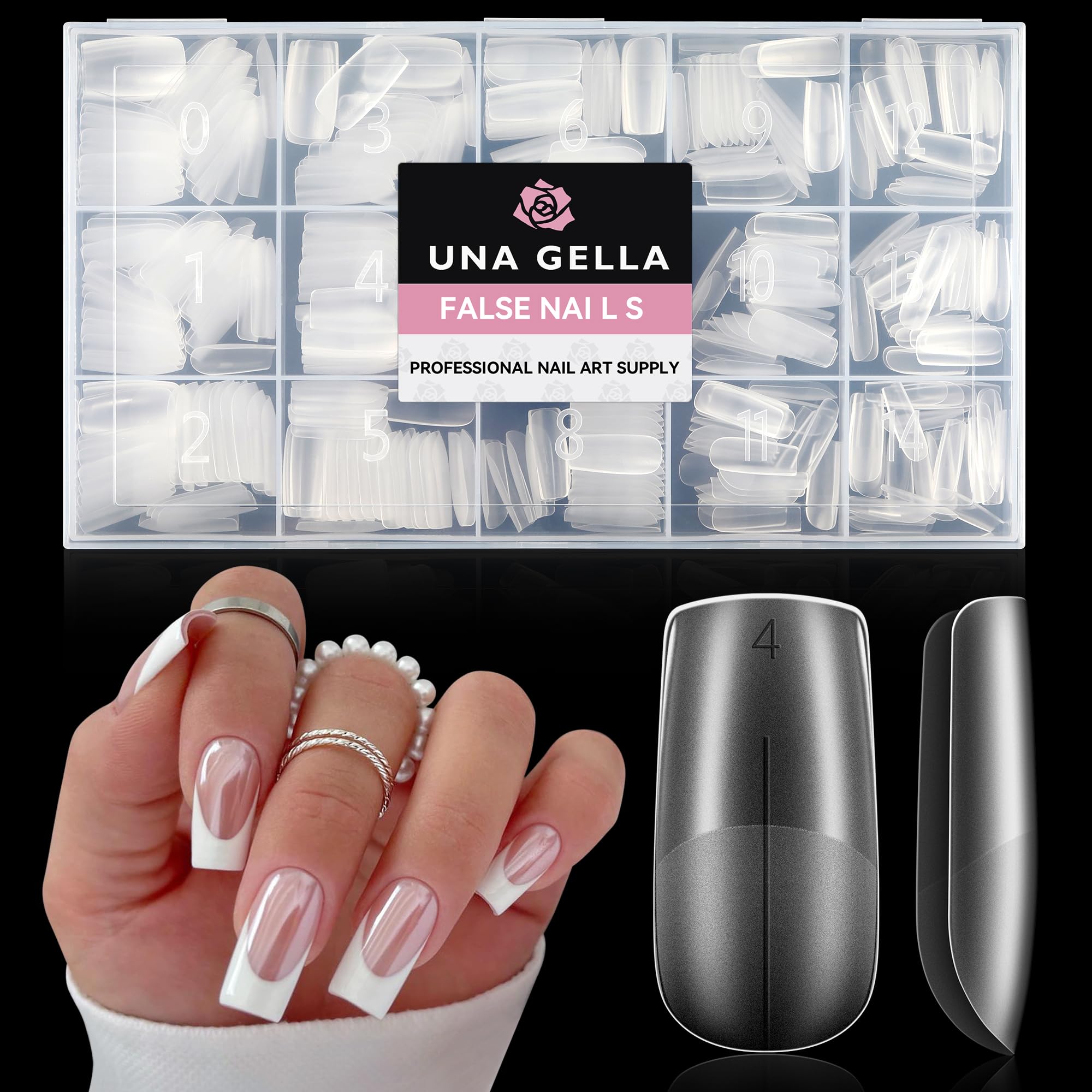 Amazon.com: UNA GELLA 504Pcs Medium Square Nail Tips, Acrylic French ...
