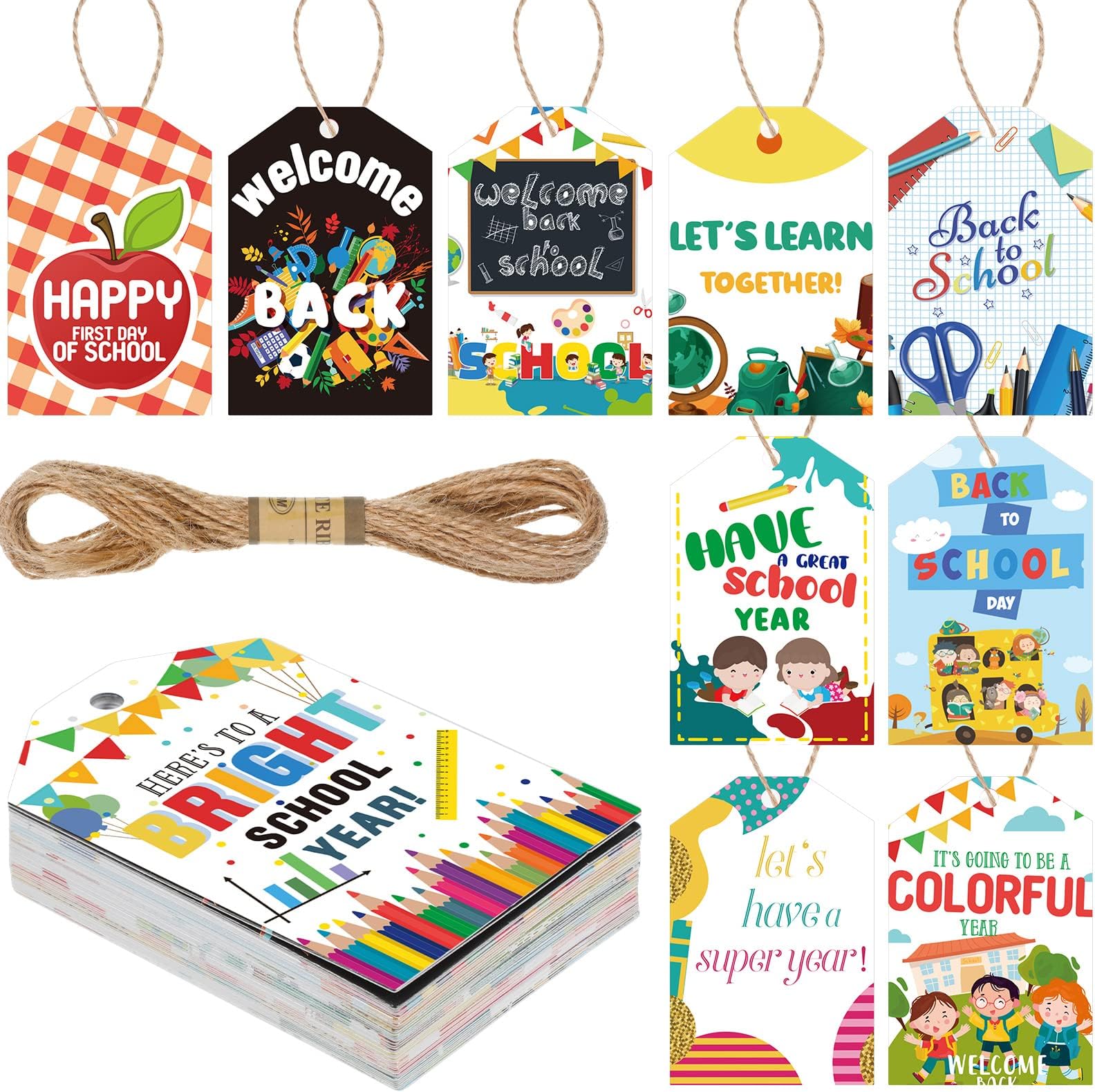 Amazon.com : 50Pcs Back to School Gift Tags with String First Day of ...