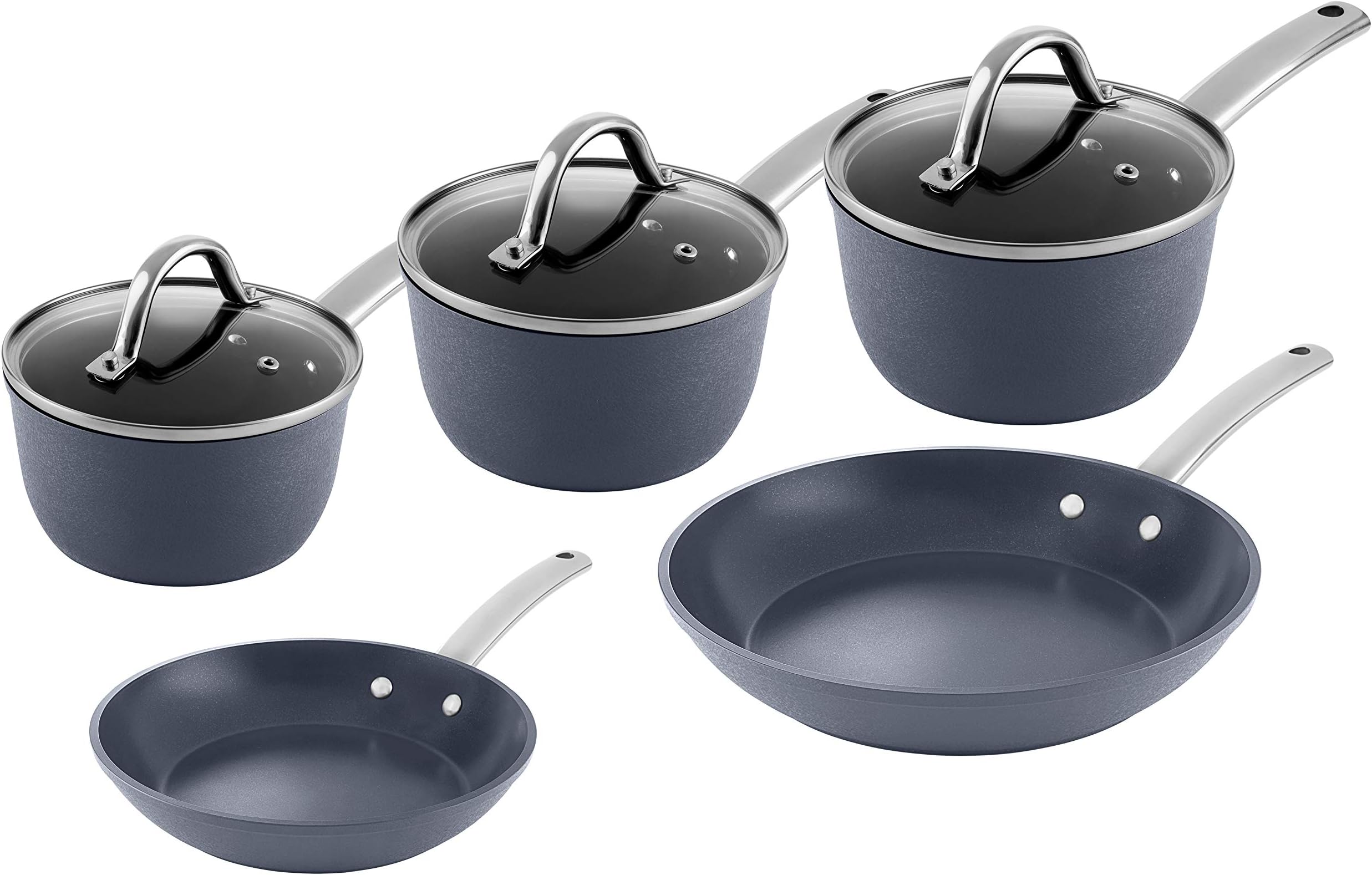 Tower T900022 Ice Diamond Induction Pot and Pan Set, Non Stick, Easy to ...