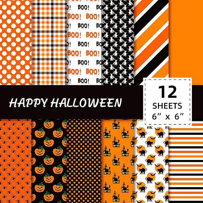 Amazon.com : 12Pcs Halloween Scrapbook Paper,Halloween Scrapbooking ...