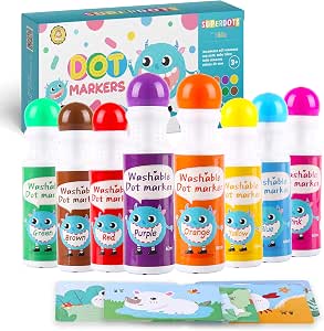 Amazon.com: Bingo Daubers Art Dot Markers – 8 Colors Dotters Washable ...