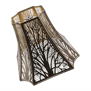 Octagonal Cut Corner Lamp Shade with Forest Tree Pattern, Etched Court ...