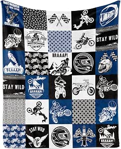 Motorcycle Blanket Throw for Boys, Motocross Rider Blanket for Teens ...