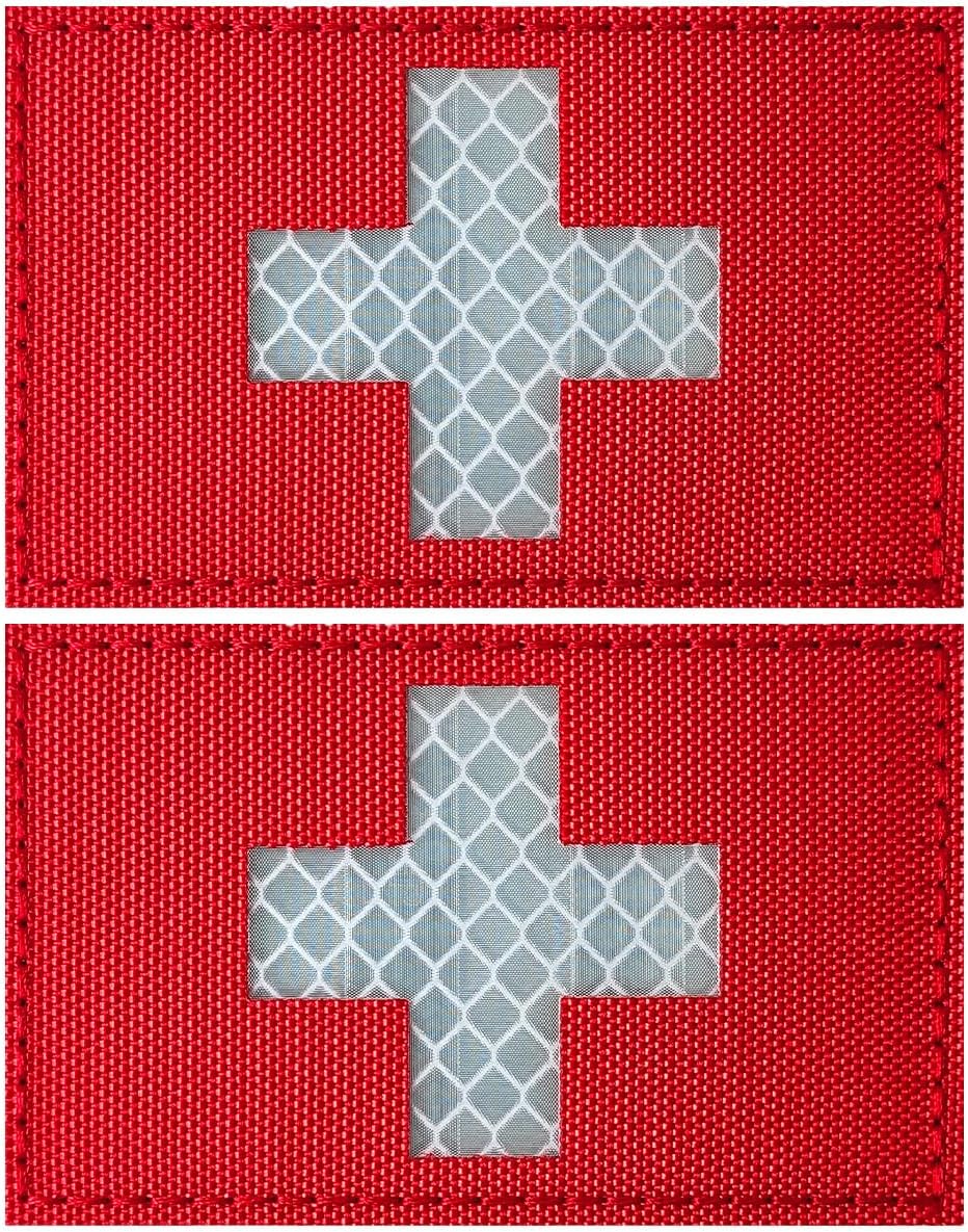 Amazon.com: WILDREEDS 2Pcs 3x2 inch Reflective Medic Red Cross Patches ...