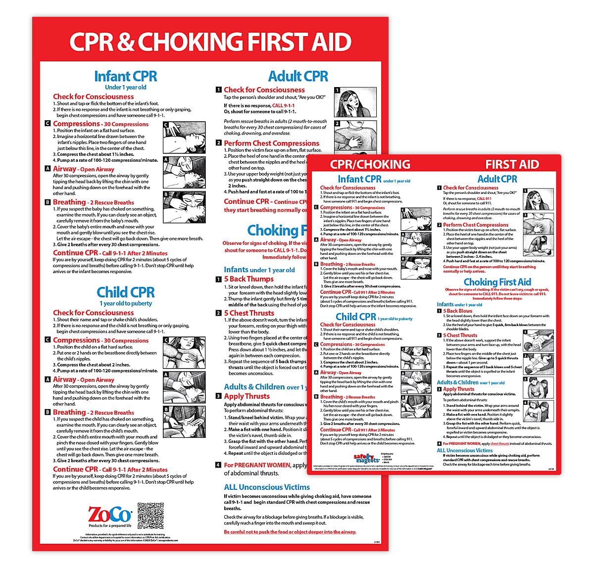 Amazon.com: 2 Pack: CPR & Choking Poster (12x18) and CPR & Choking ...