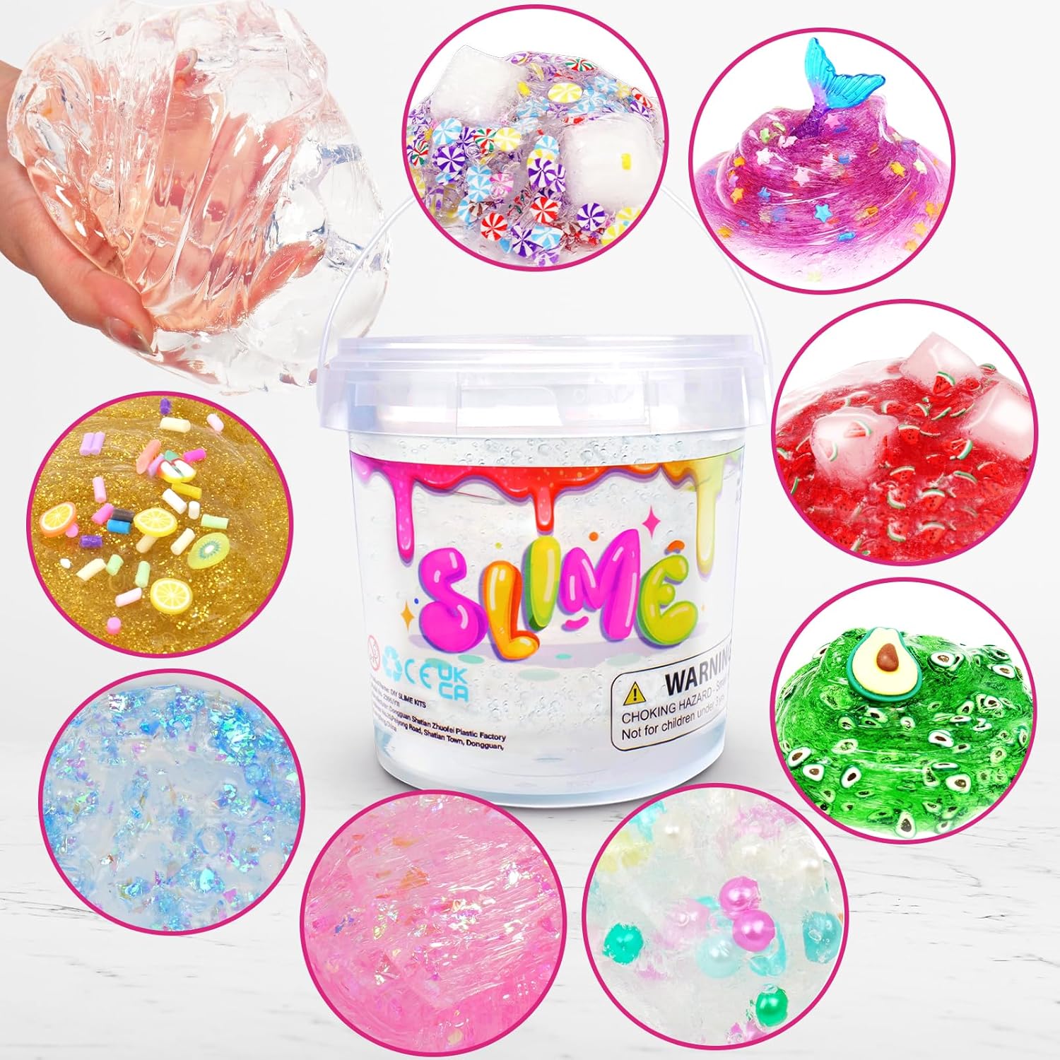 Kit de slime transparente de juguetes para niñas cubo grande de limo de ...