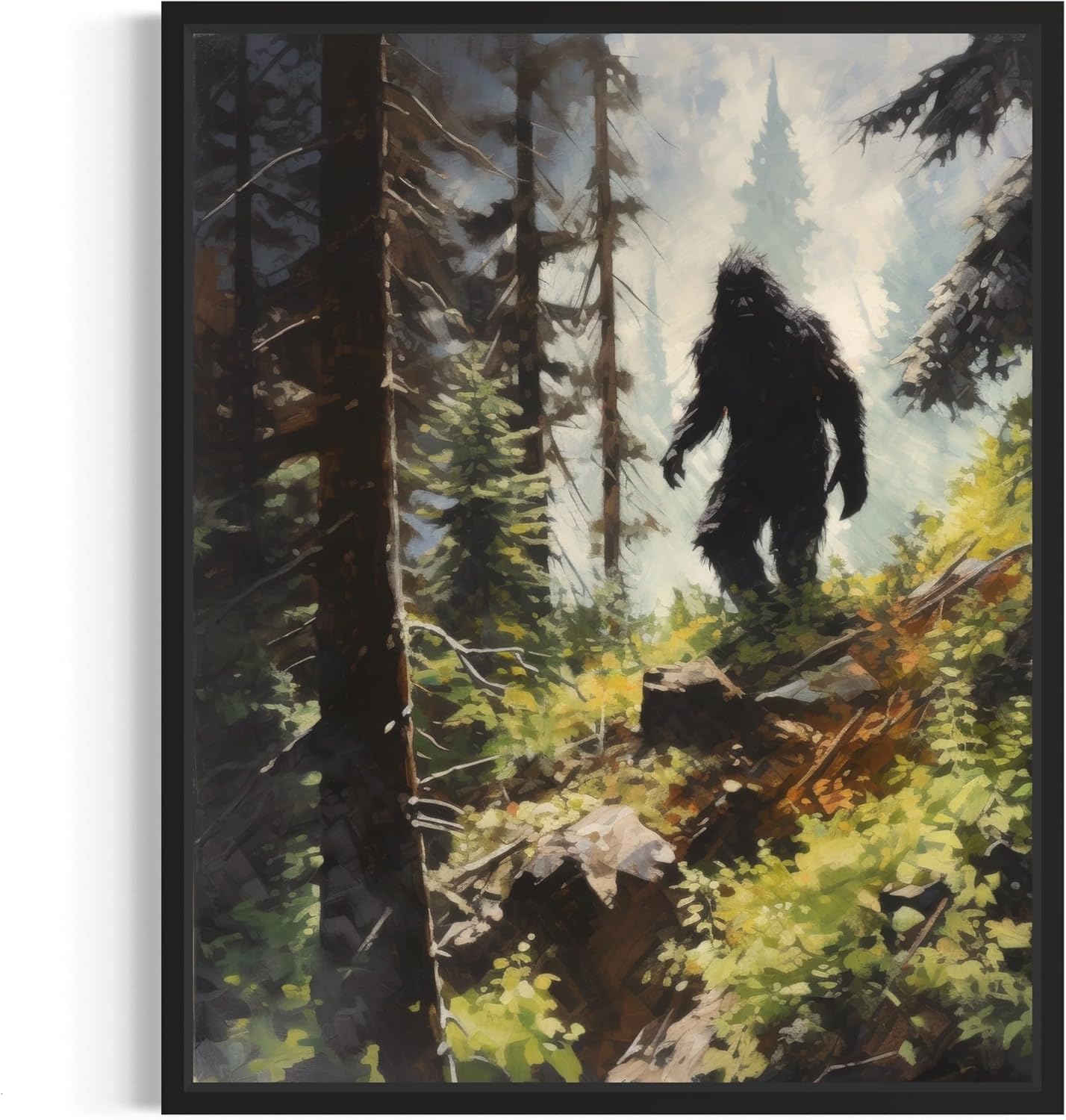 Amazon.com: Bigfoot in Forest Poster Art Print, Halloween Scary Vintage ...