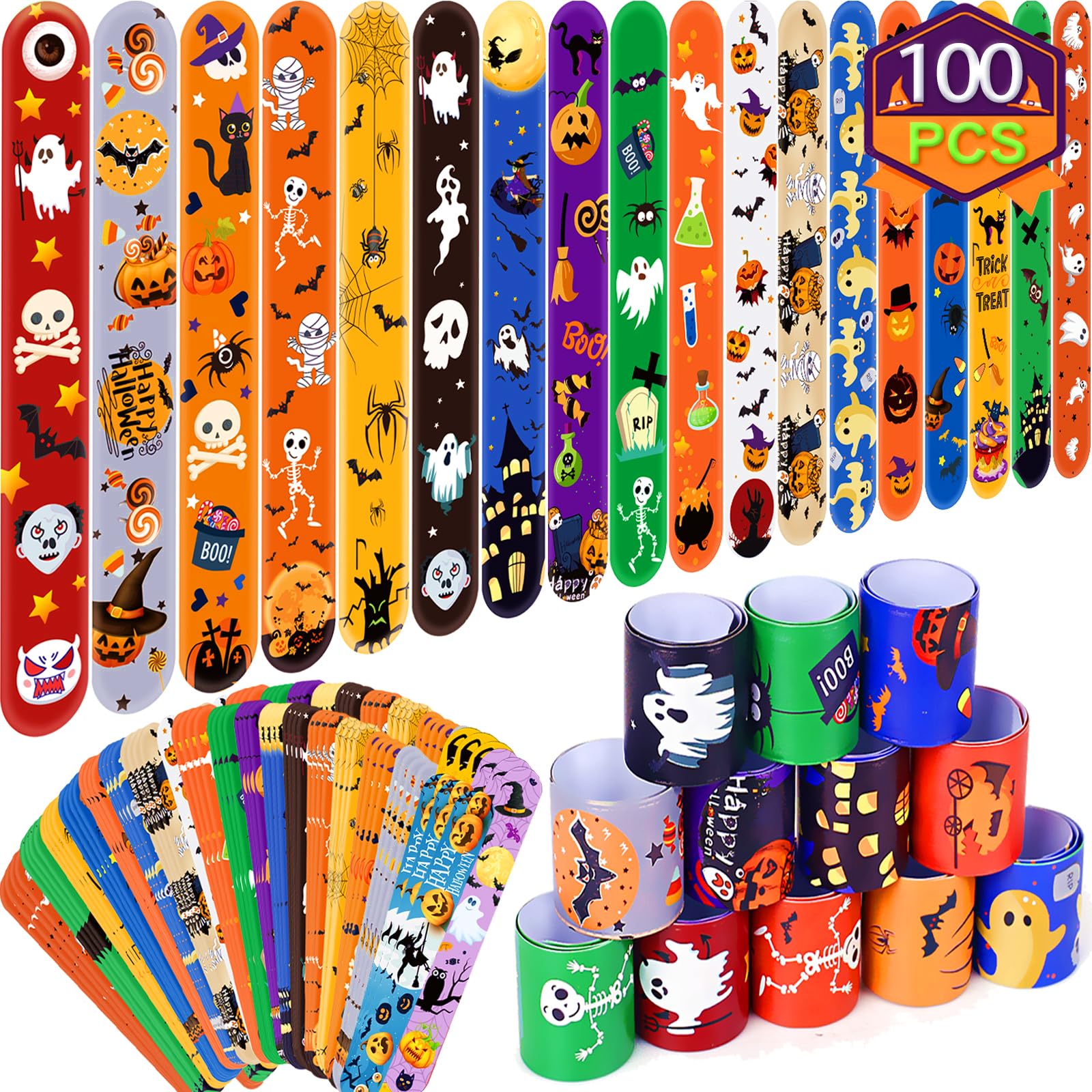 Snapklik.com : Halloween Slap Bracelets For Kids, 100 Halloween ...
