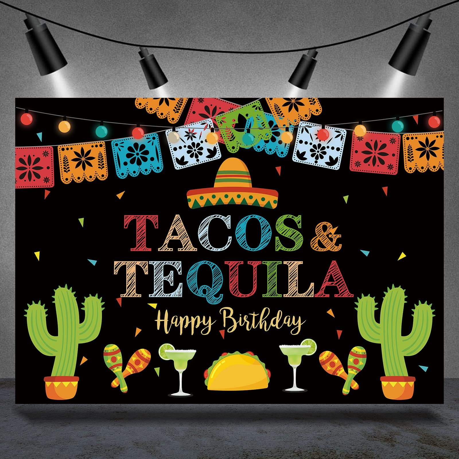 Amazon.com : Rsuuinu Mexican Fiesta Backdrop Happy Birthday Tacos and ...