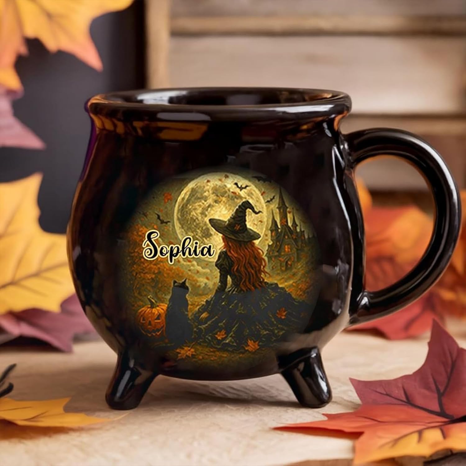Amazon.com | Personalized Halloween Witches Cauldron Mug, Custom Witchy ...