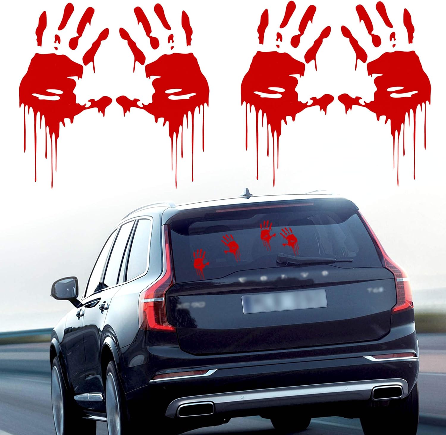 Amazon.com: TOMALL 4Pcs Bloody Dripping Hands Reflective Stickers for ...