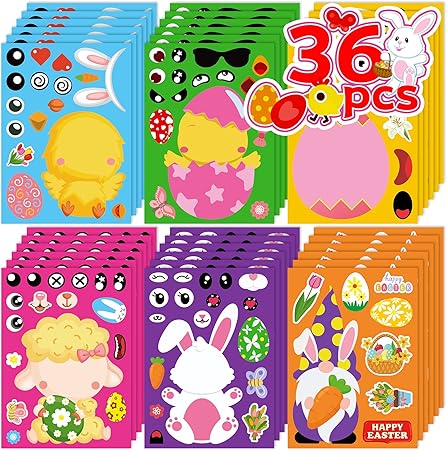 RMMD Easter Stickers 36 Sheets Happy Easter Stickers for Children ...