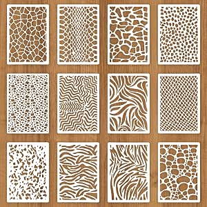 Amazon.com: 12 PCS Texture Stencils for Crafts Reusable, Art Stencils ...