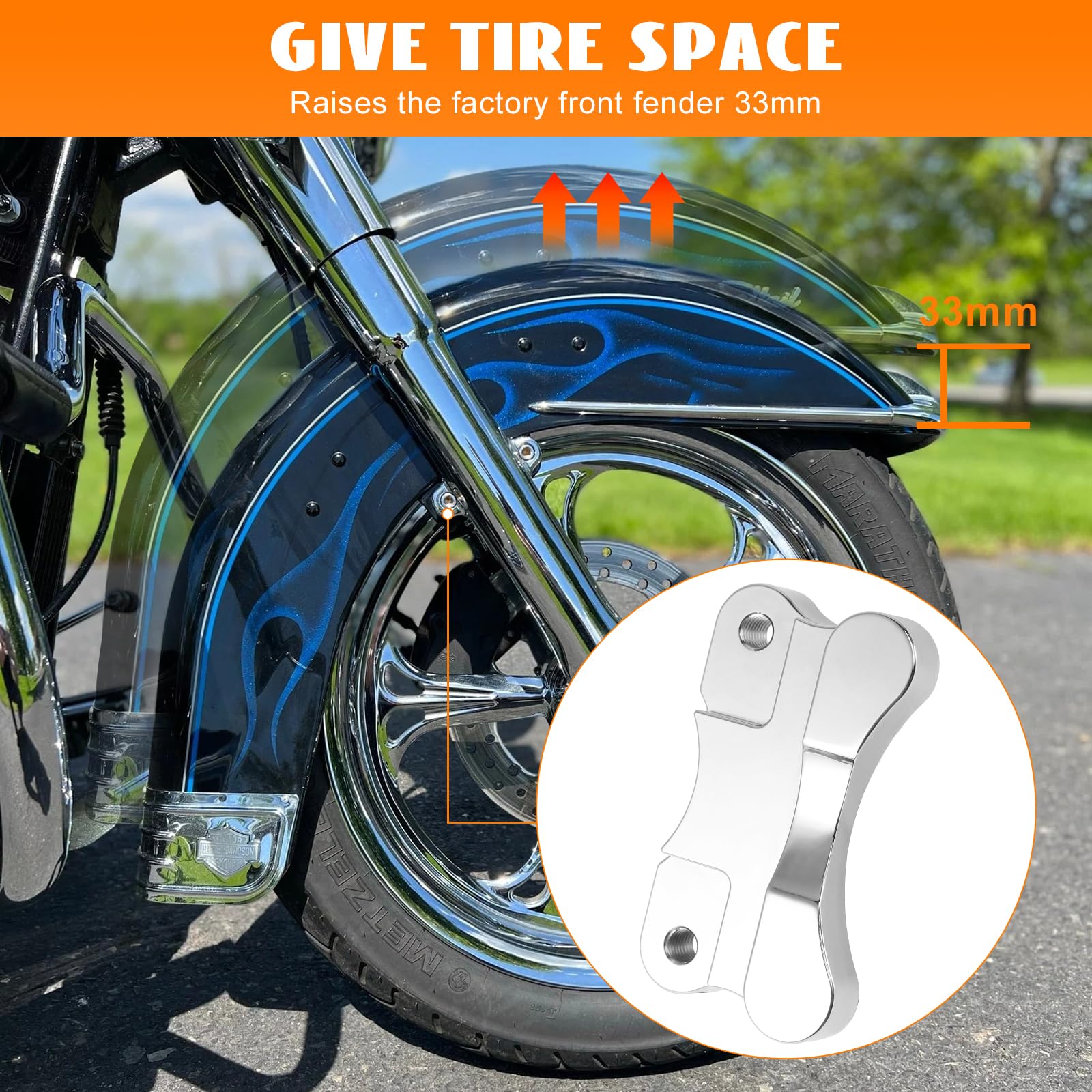 Snapklik.com : Front Fender Risers 33mm Adapter Relocator Spacer Kit ...