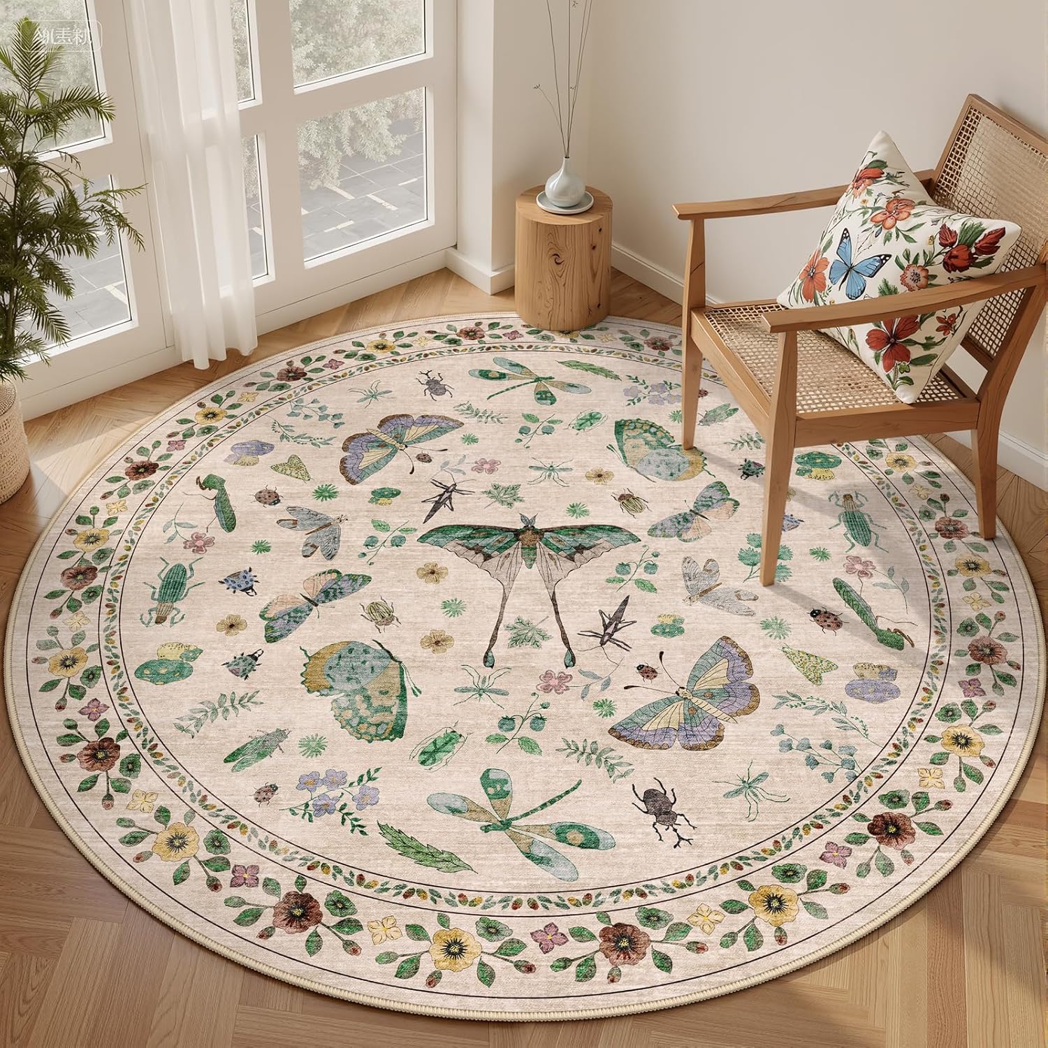 Amazon.com: 4ft Washable Round Rug - Bug Rugs for Living Room Non-Slip ...