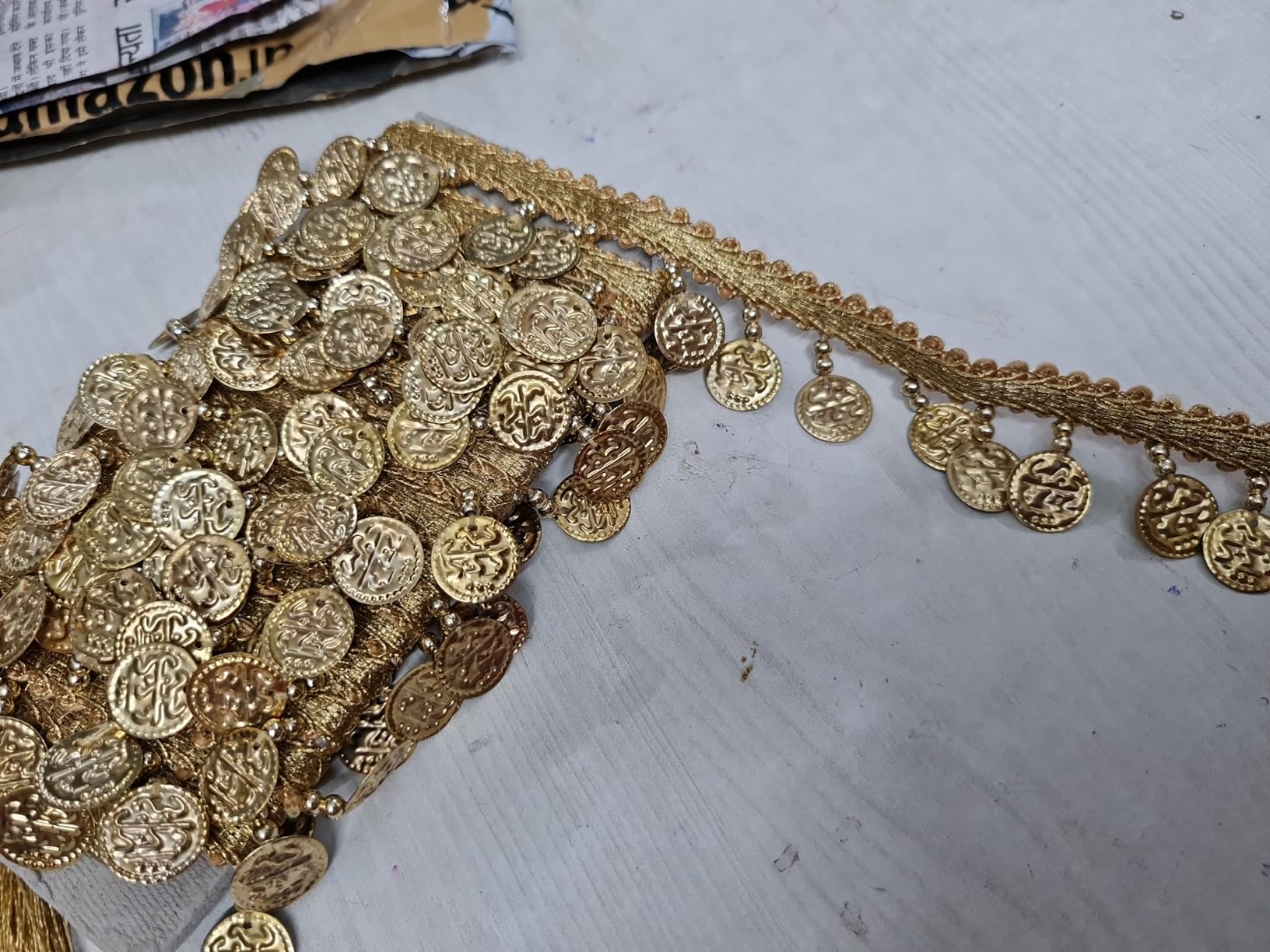 Lacesnmore Golden latkan lace for Blouse Coin/Ginni Hanging latkan Lace ...