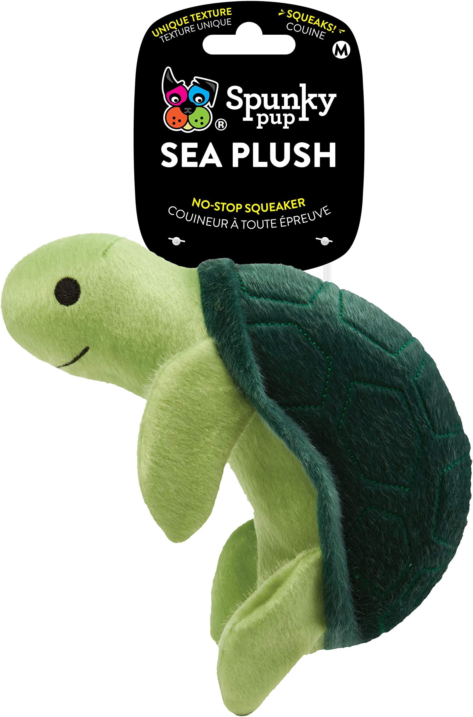 Amazon.com: Spunky Pup Sea Plush Dog Toy | Furry, Squeaky & Floatable Dog Toy | Medium Turtle ...