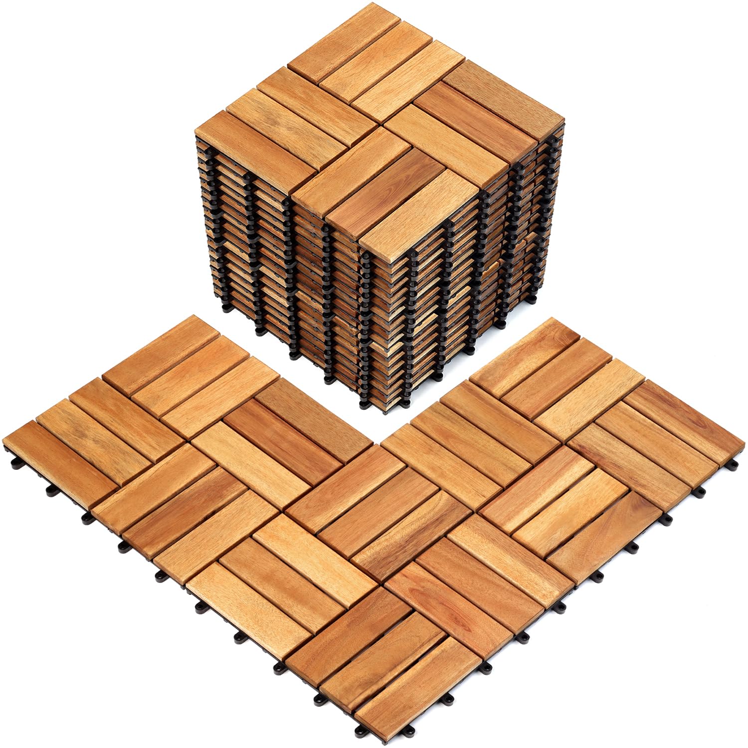 Amazon.com: TimberWave Pack of 20 Patio Deck Tiles, Solid Acacia Wood ...