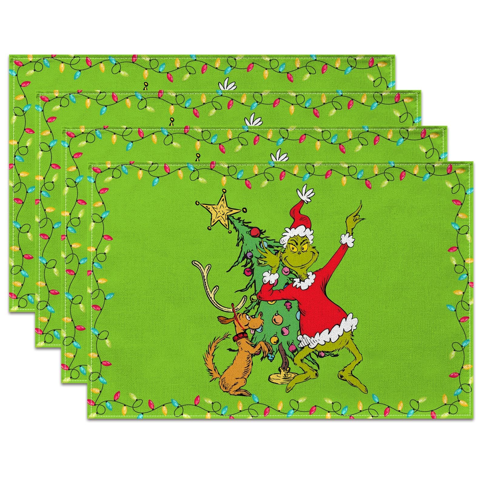 Amazon.com: Green Christmas Placemats for Dinning Room Kitchen Table ...