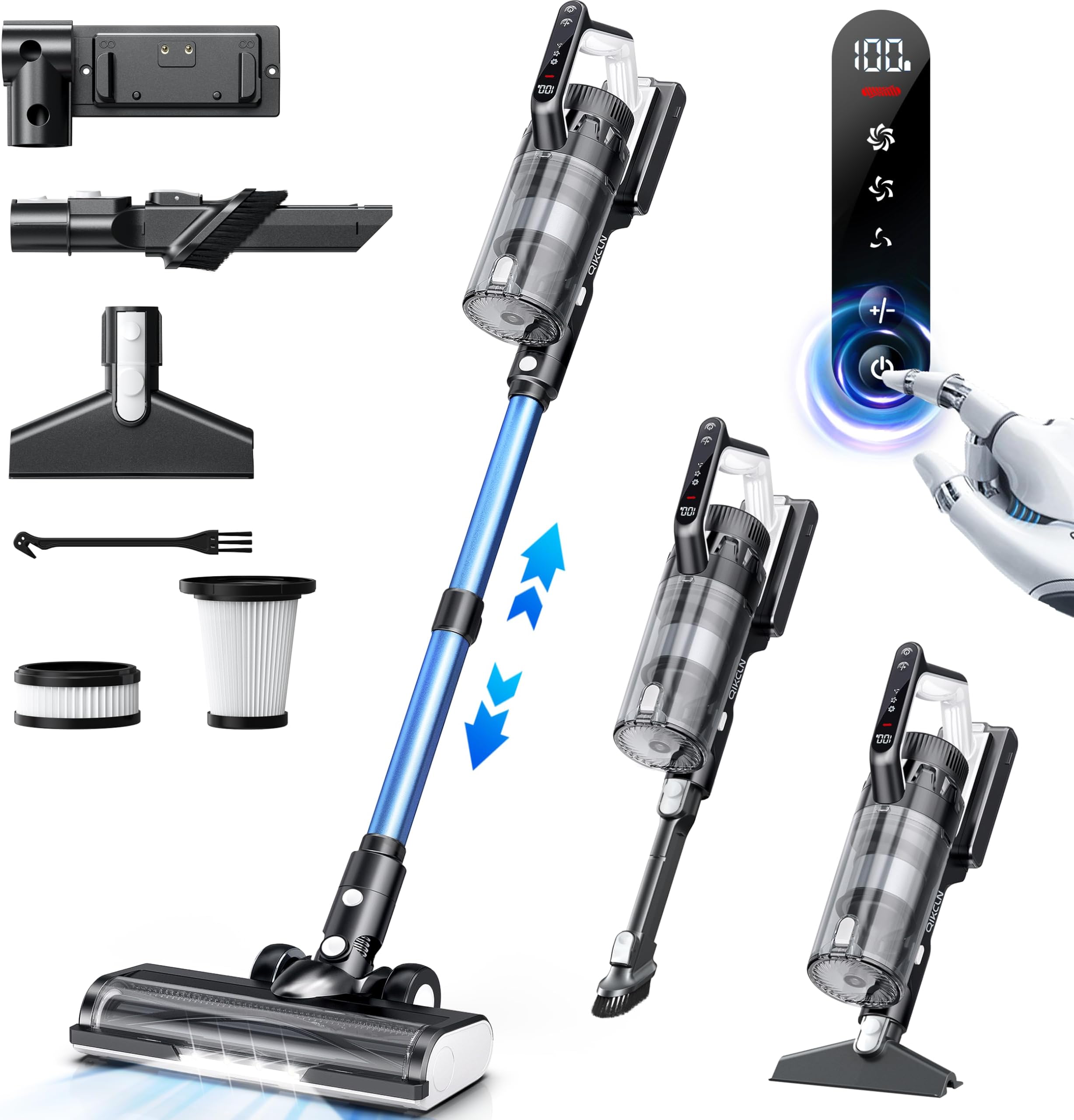 Amazon.com - Cordless Vacuum Cleaner, 450W Stick Vacuum Cleaner, OLED ...
