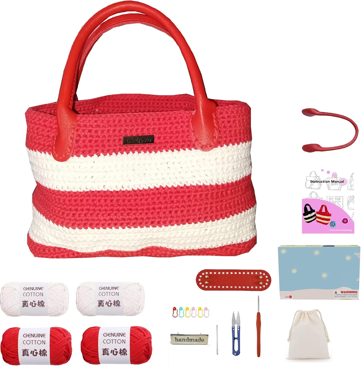 Amazon.com: Crochet Handbag Kit for Beginners, Striped Bag, Beginner ...