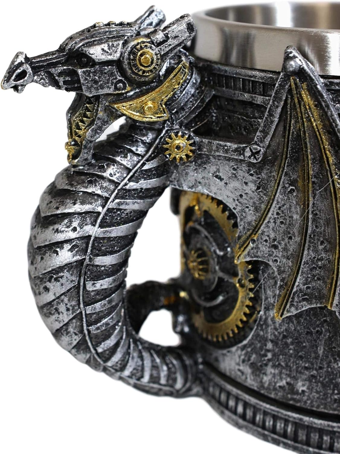 Steampunk Nightcrawler Silver Firewheel Cyborg Dragon Beer Stein ...