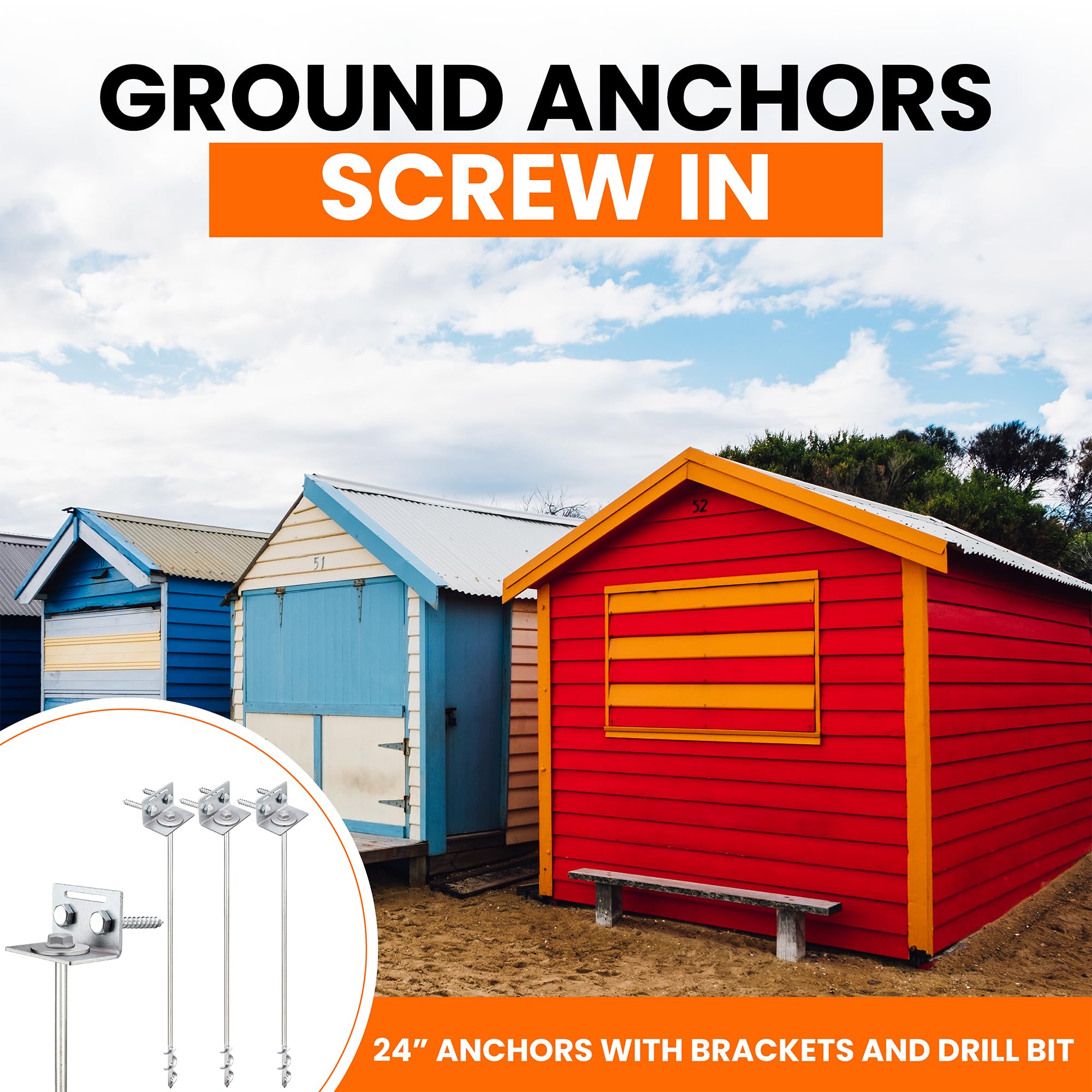 Snapklik.com : Ground Anchors Screw In - 24" Set Of 4