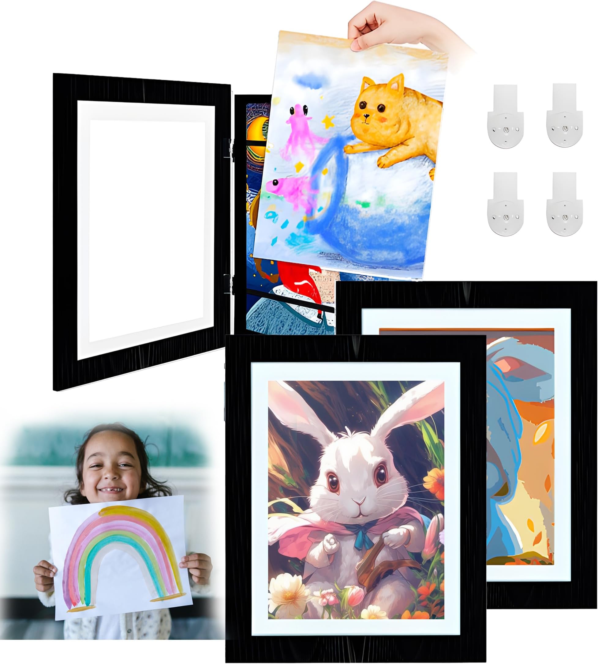 Amazon.com: Eeyaniy Kids Artwork Frames Changeable Black, Kids Art ...
