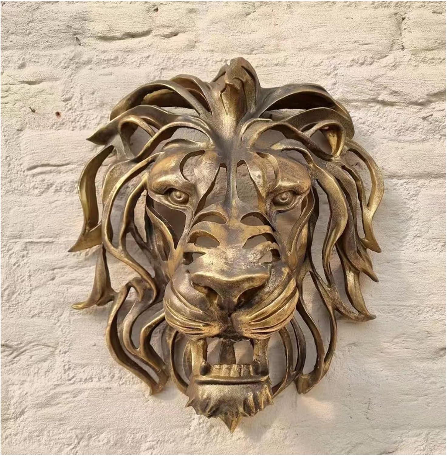 ZGSYH Decoración de pared de cabeza de león grande,escultura de arte ...