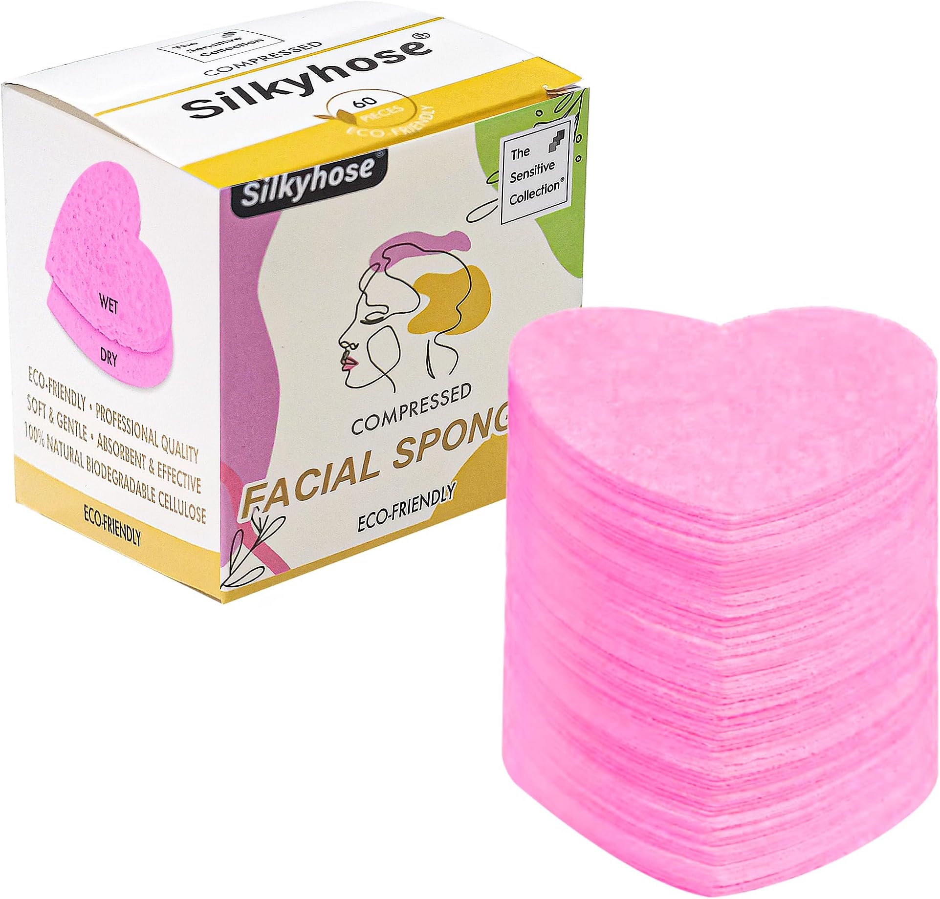 Amazon.com : Facial Sponges,50 Count Heart Shape Compressed Facial ...