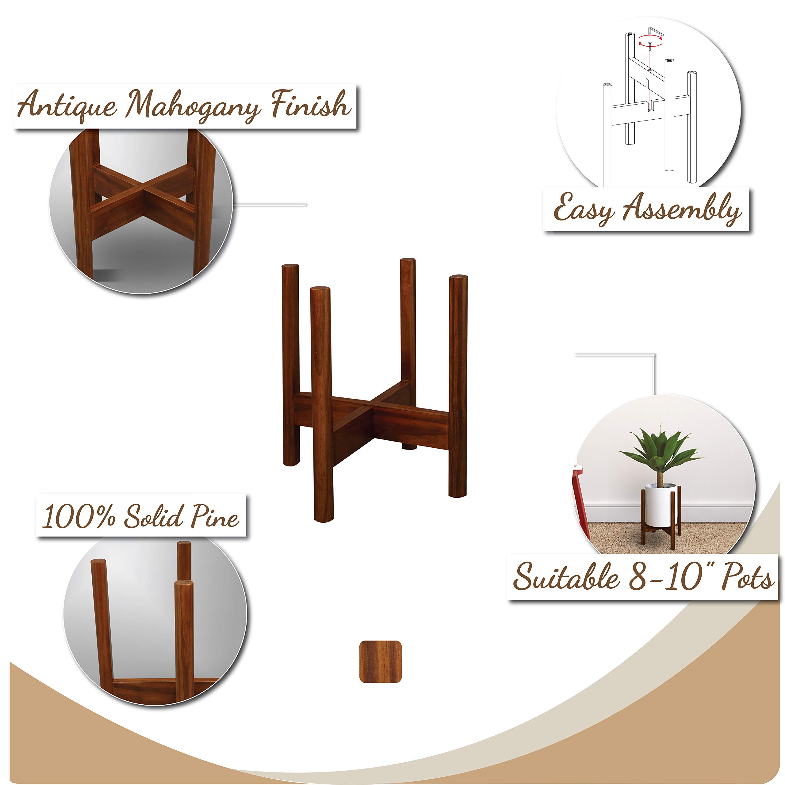 Snapklik.com : Casual Home Mid-Century Modern Wood Display, Fit Pot NOT ...