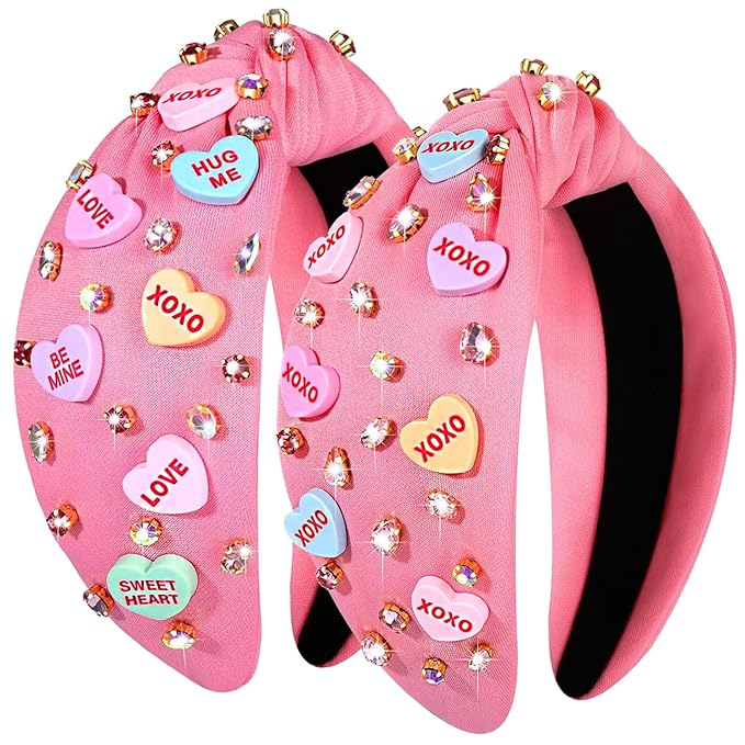 Amazon.com : 2PCS Valentine’s Day Headband for Women Conversation Heart ...