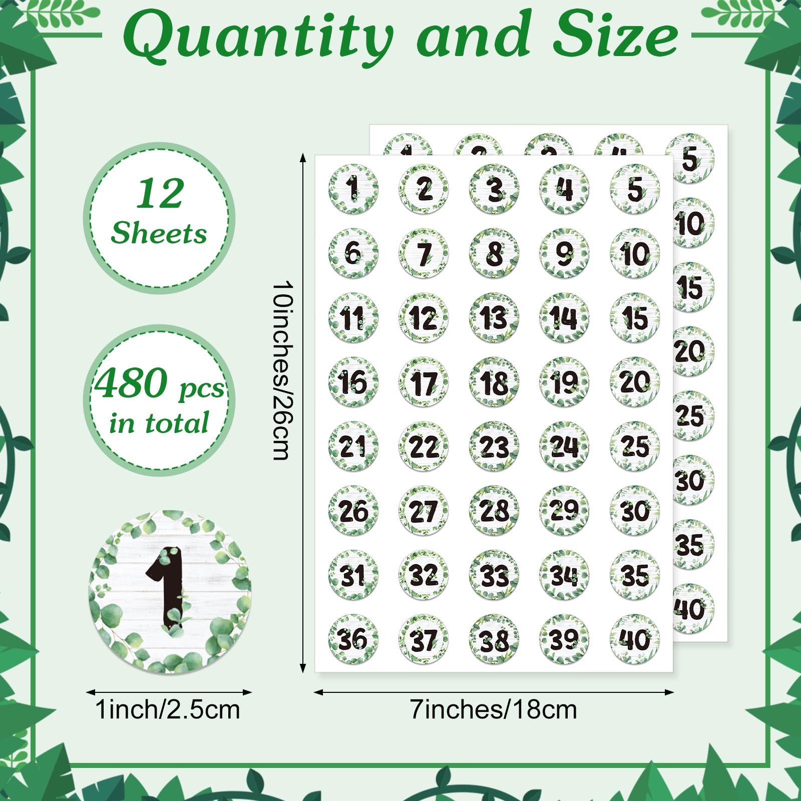 Snapklik.com : Pasimy 12 Sheet Numbers Stickers 1-40 Numbers Stickers ...