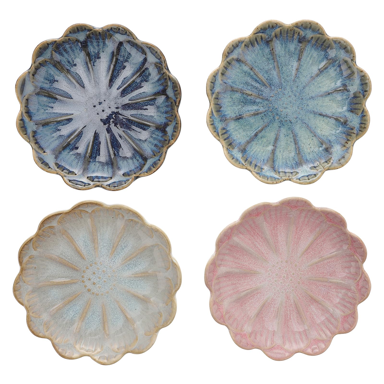 Cabilock Japanese Small Plate Set Ceramic Flower Dinner Plate Appetizer ...