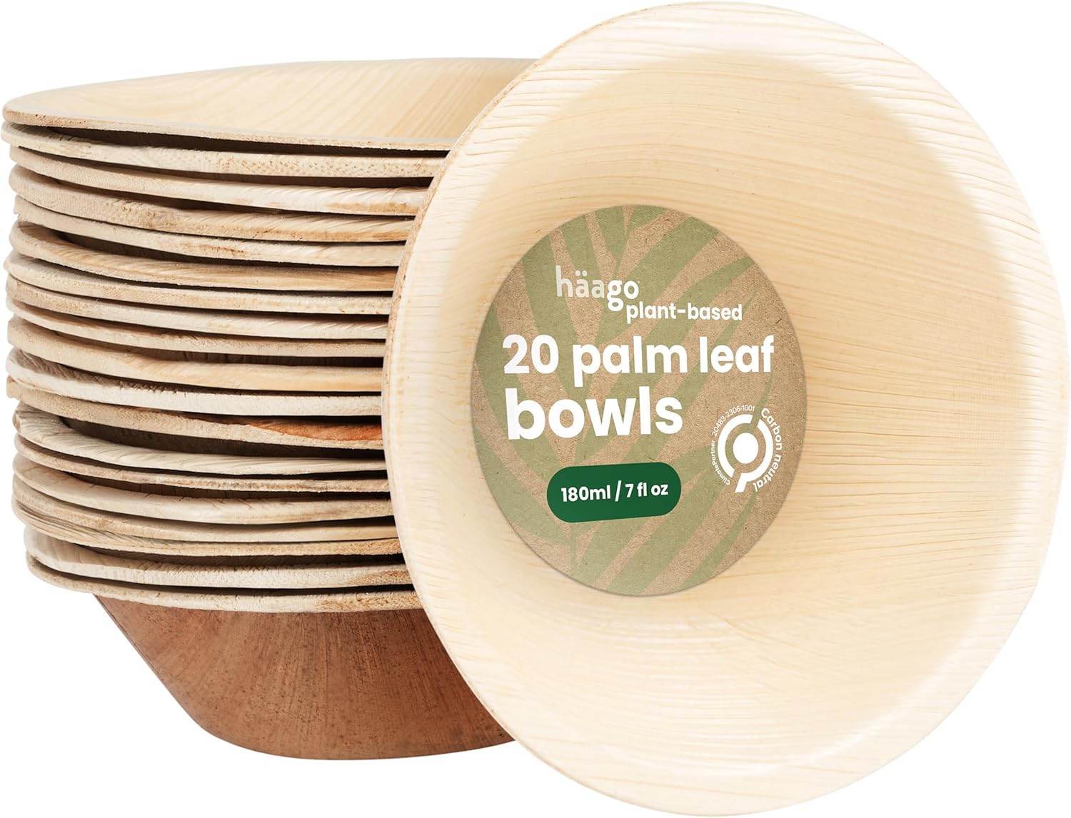 HAAGO 20 Eco-Friendly Palm Leaf Bowls - Compostable Like Wooden ...