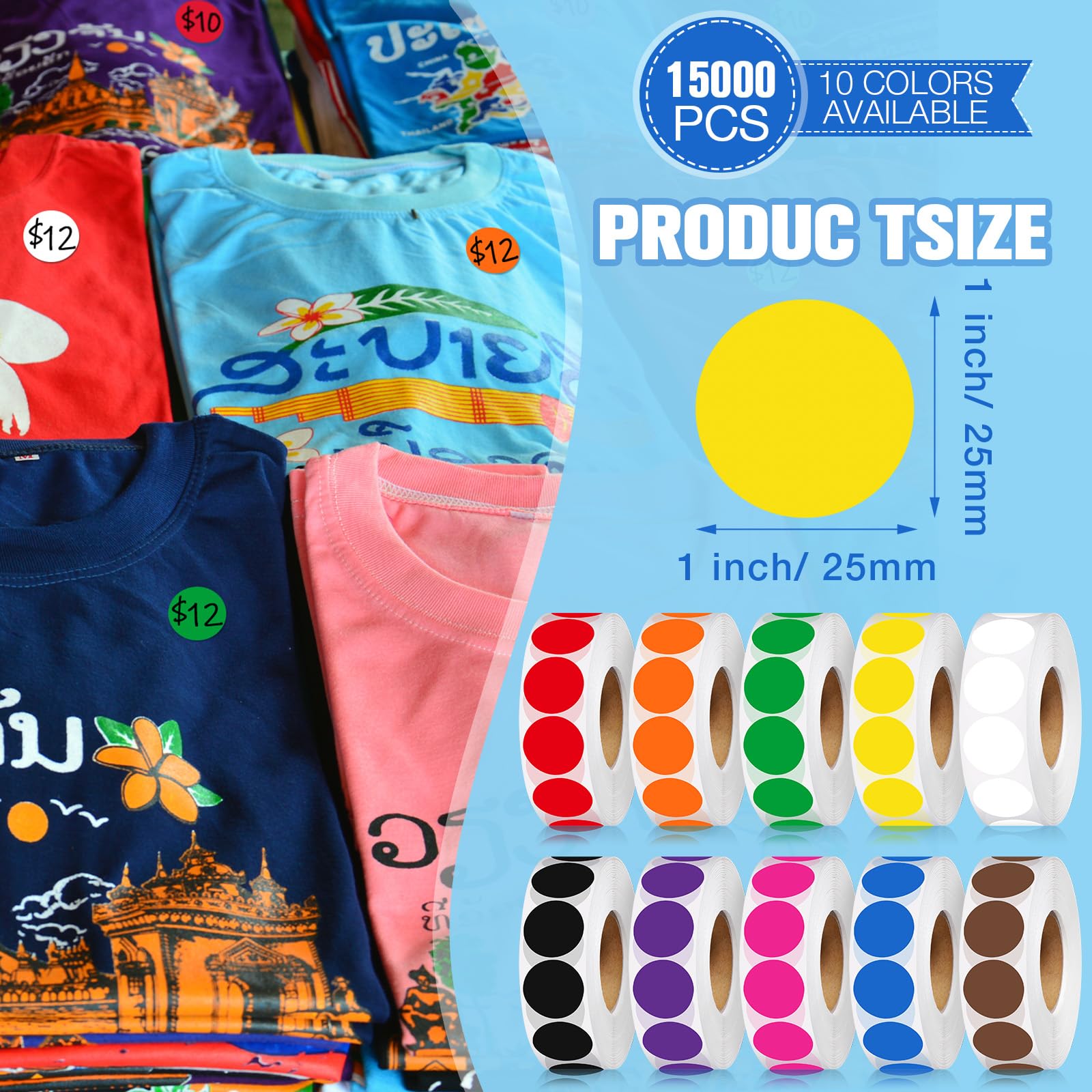 Snapklik.com : Epakh 15000 Pcs 1 Inch Round Color Coding Labels ...