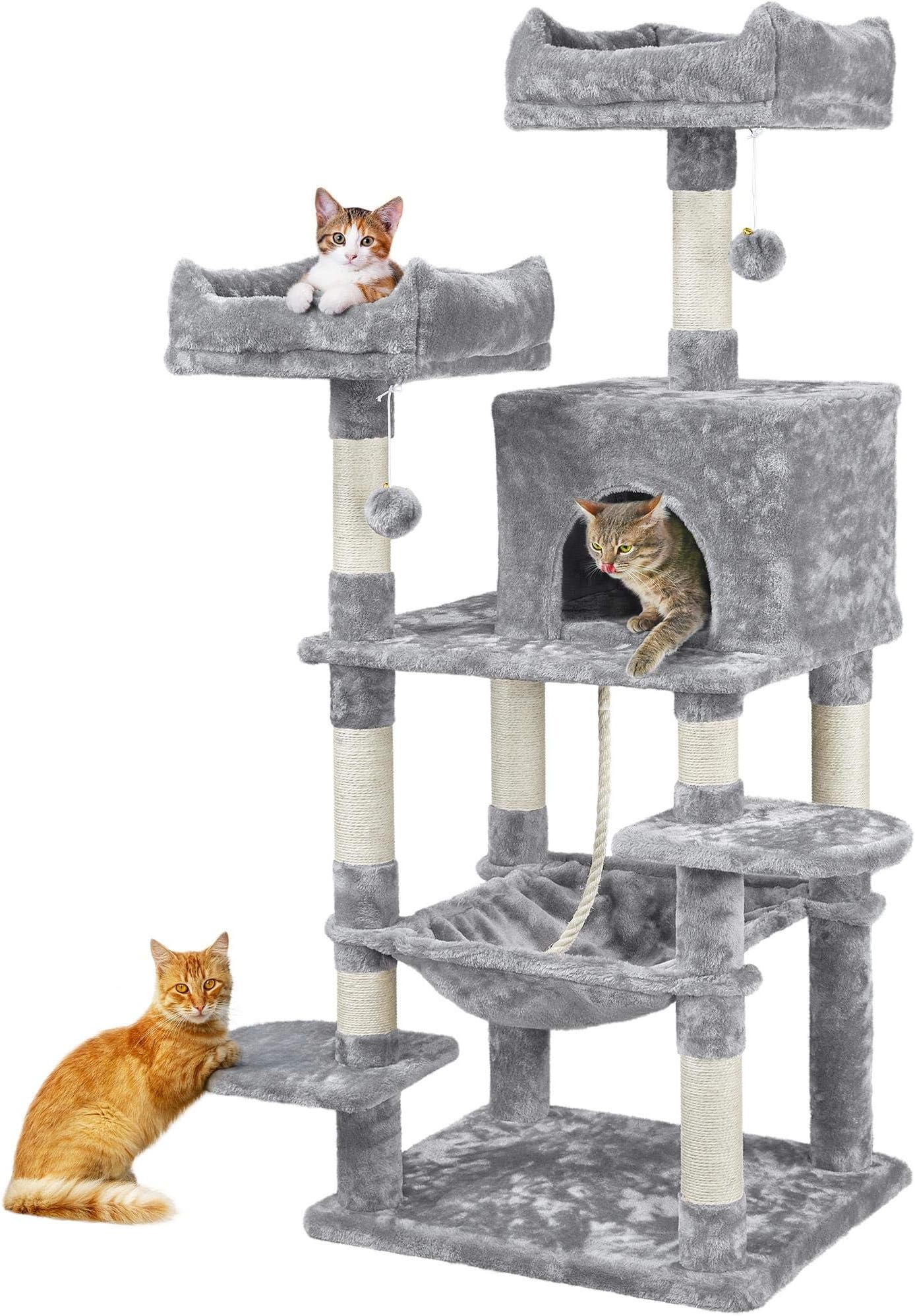 Yaheetech 150cm Large Cat Tree Tower Cat Scratching Posts with Condos ...