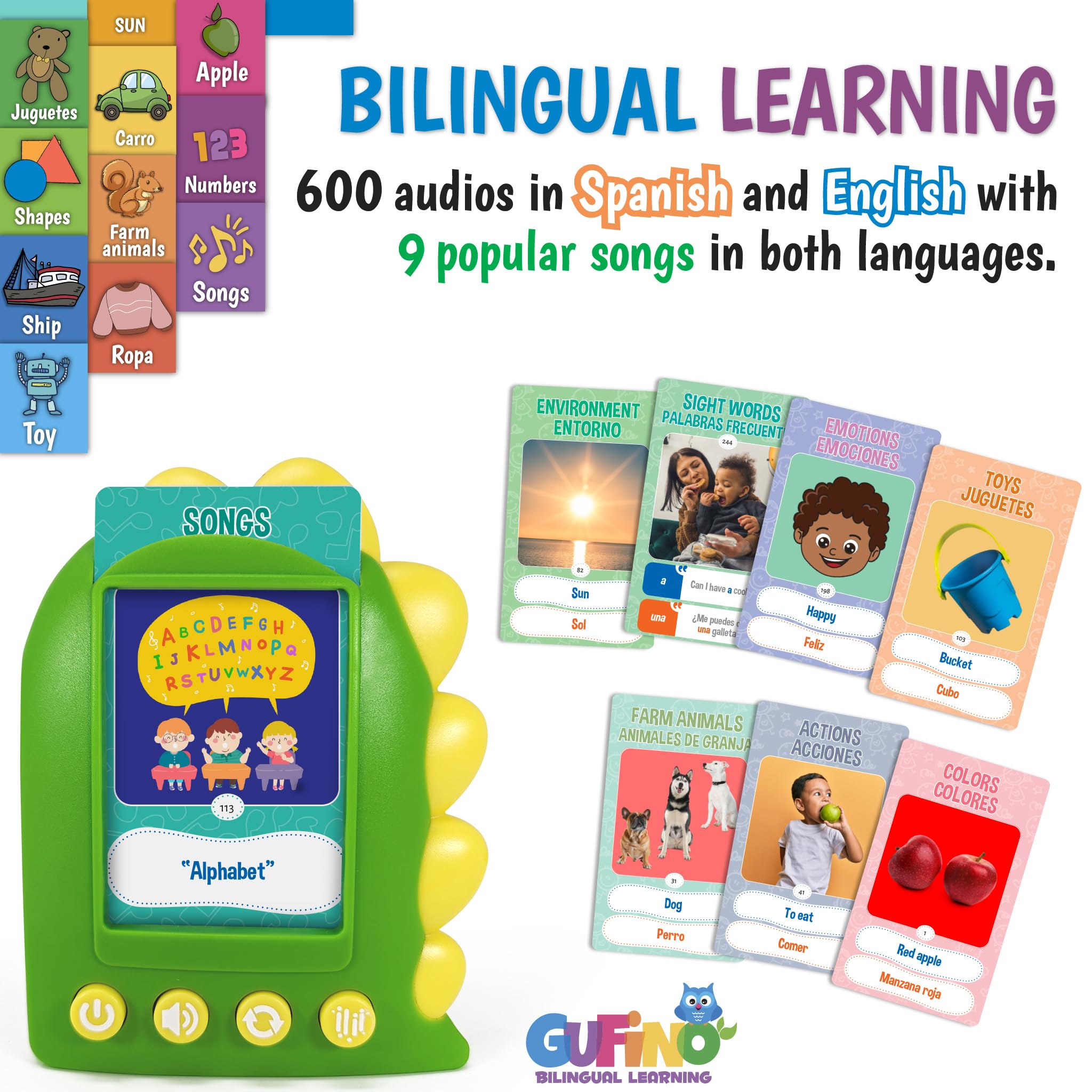Spanish And English Bilingual Talking Flash Cards Printable Spanish ...
