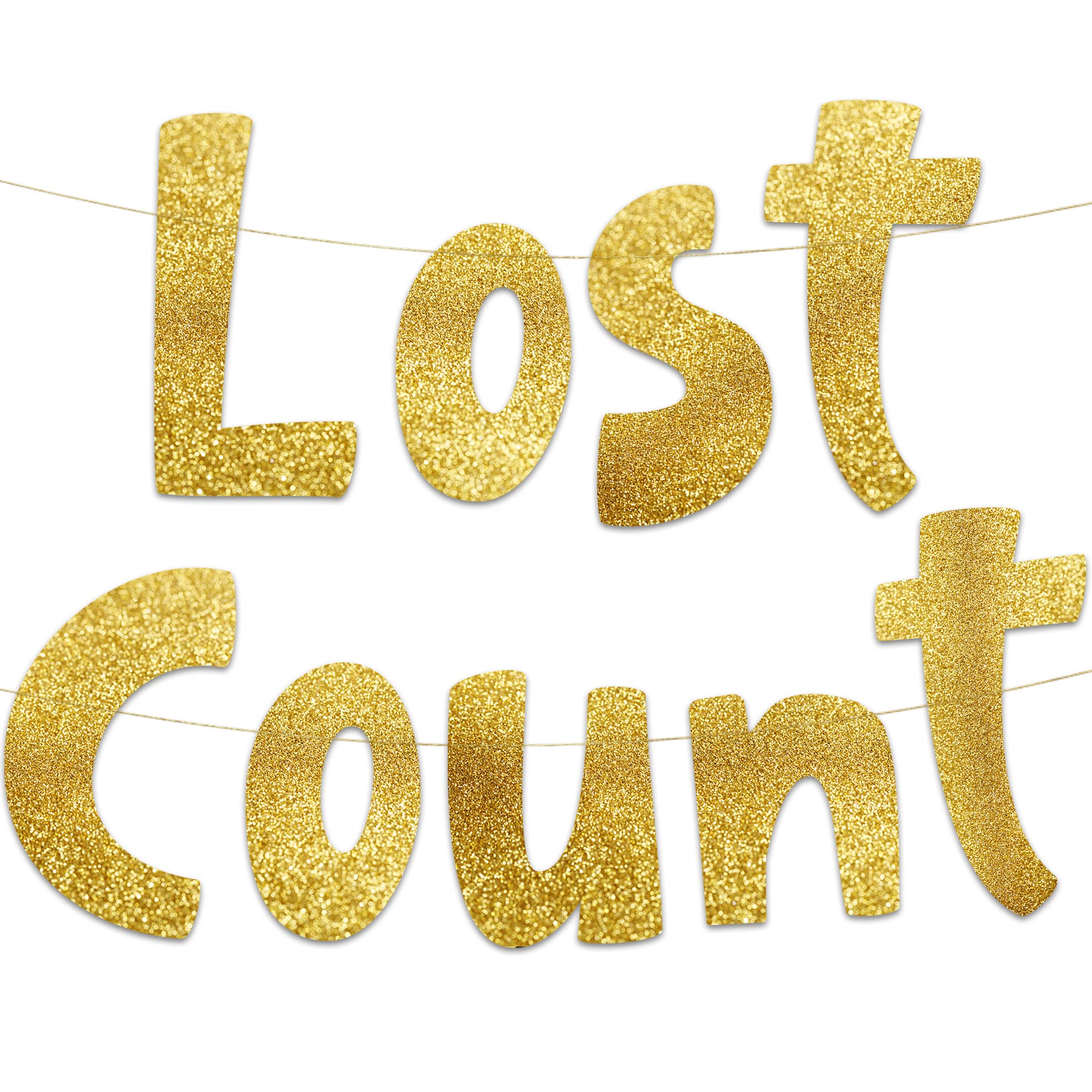 Amazon.com: Lost Count Birthday Gold Glitter Banner - Funny Birthday ...